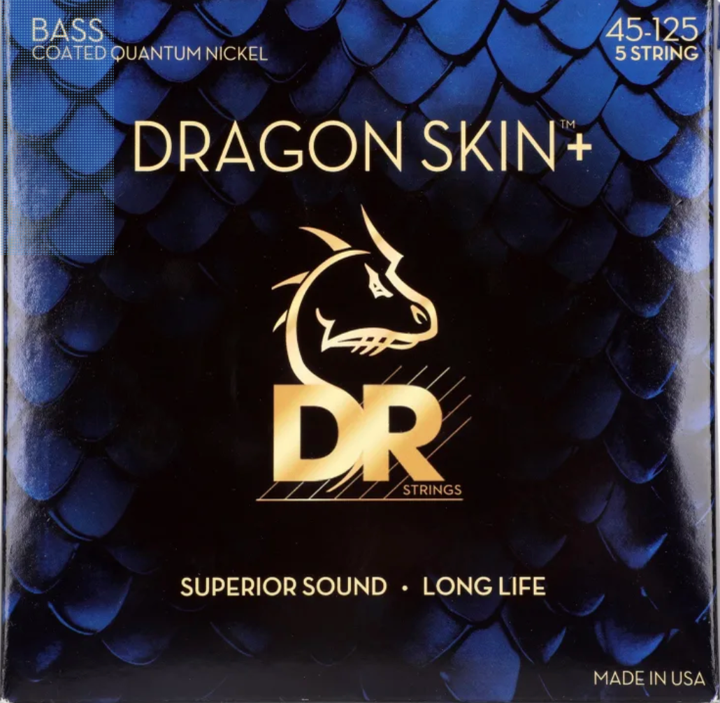 DR Dragon Skin K3 Coated Bass Strings DSB5-45 Med 5 String 45-125 ...